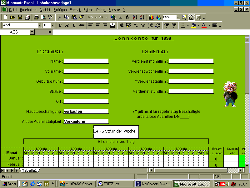 Excelseite M. Lueg Lohnkonten