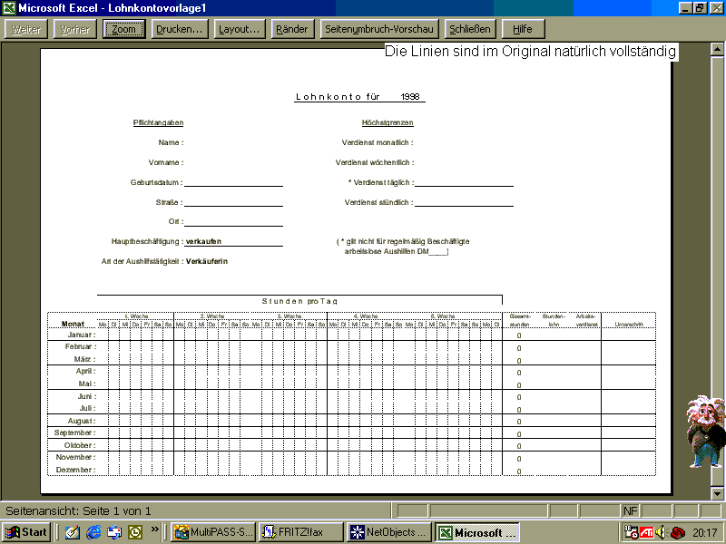 Excelseite M. Lueg Lohnkonten